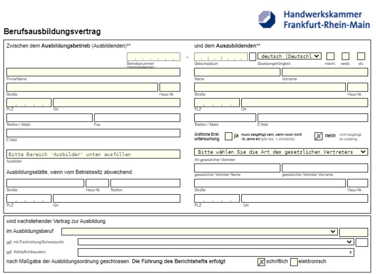 Ausbildungsbetriebe, Azubisuche und elektronischer Lehrvertrag